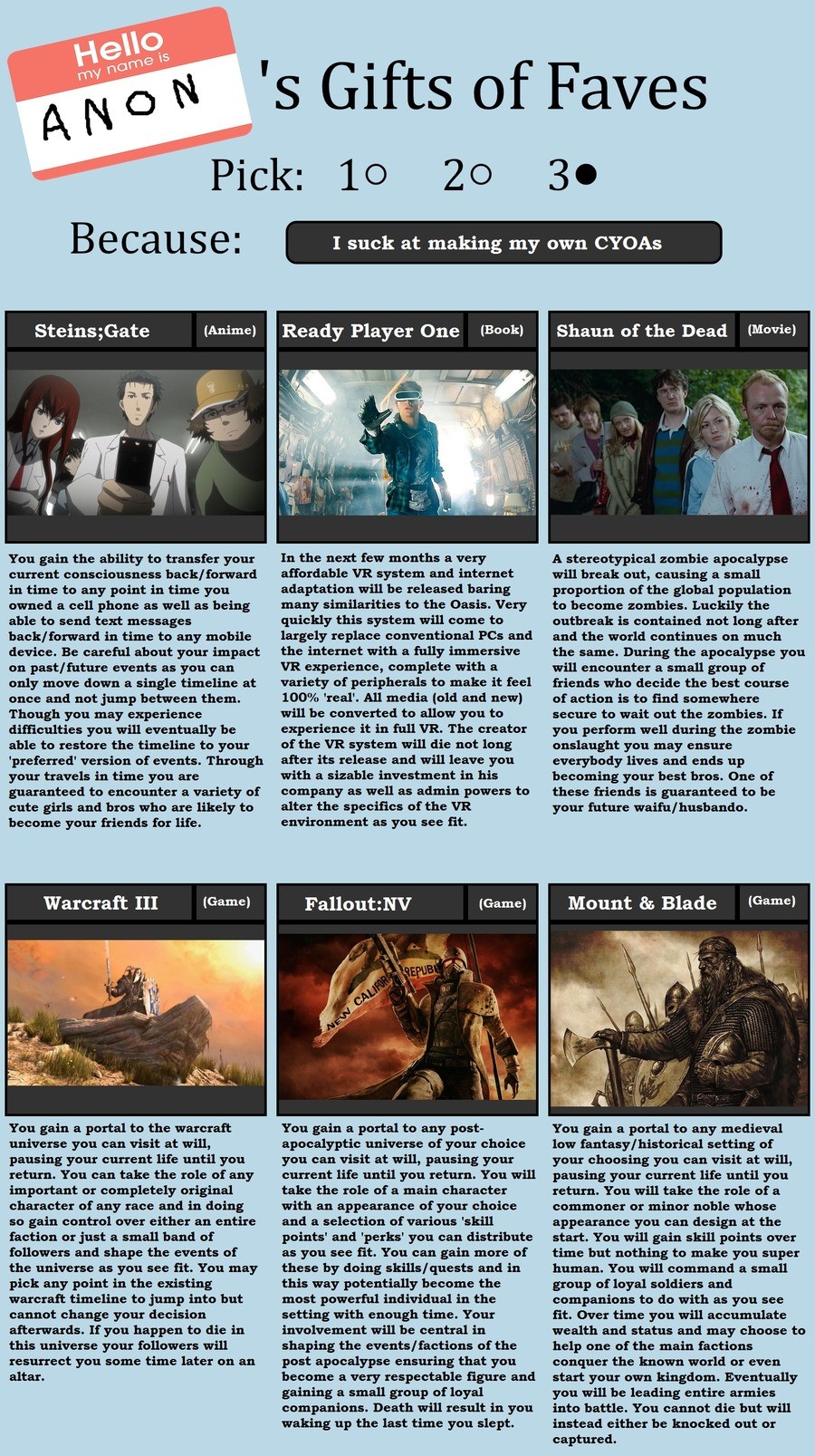 cyoa: cyoa: Create Your Own Adventures!